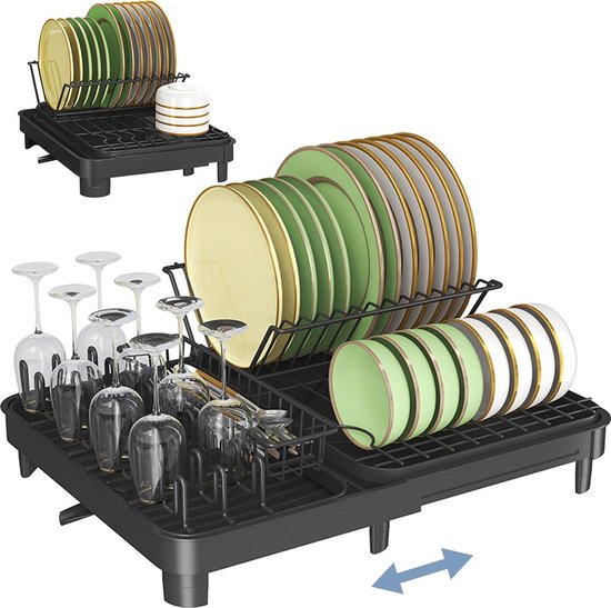 Uitbreidbaar afdruiprek met lekbak - verstelbaar en afneembaar ...