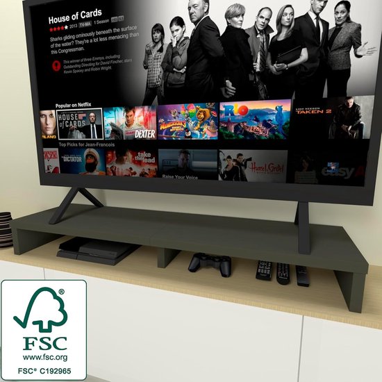 TV Verhoger FSC Hout - 130 x 35 x 15 cm - Belastbaar tot 100 kg ...