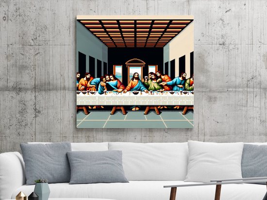 Pixel art laatste avondmaal schilderij | Pixelated portrayal of the ...