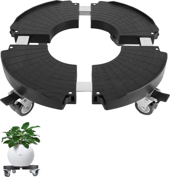 Ronde plantenroller 40-48 cm zwart - bloempot onderzetter met wieltjes ...