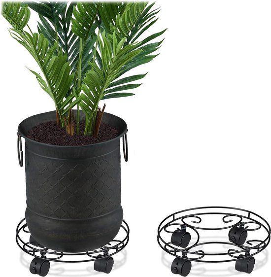 Plantentrolley rond set van 2 - Binnen en buiten - Met rem - Ø 28 cm ...