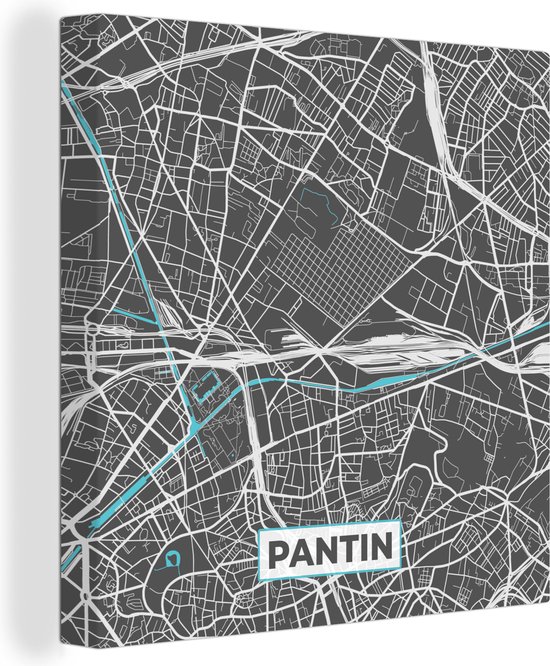 Canvas Schilderij Pantin - Frankrijk - Plattegrond - Stadskaart - Kaart ...