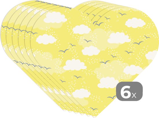 Onderleggers - Placemats - Placemats hartje - Vogel - Geel - Zomer ...