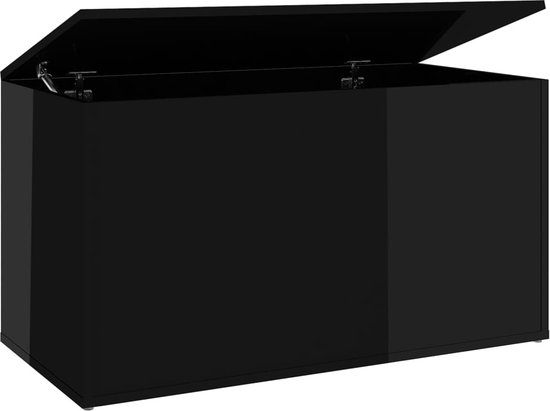 VDXL Opbergkist 84x42x46 cm bewerkt hout hoogglans zwart | bol.com