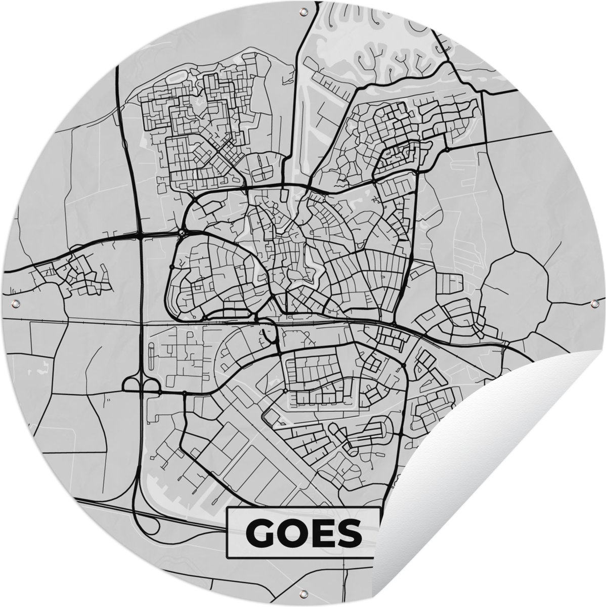 Garden Circle City Map - Goes - Grijs - Wit - 150x150 cm - Affiche ...