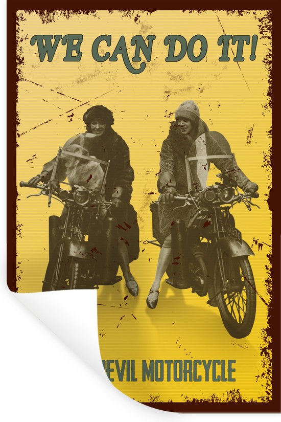 Muurstickers - Sticker Folie - Motor - Retro - Vrouwen - Tekening ...