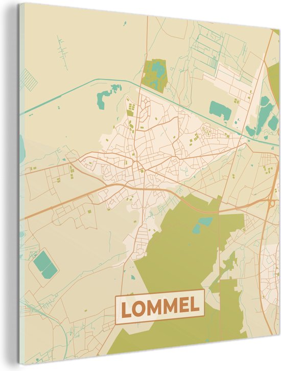 Glasschilderij - Plattegrond - Stadskaart - Vintage - Lommel - Kaart ...