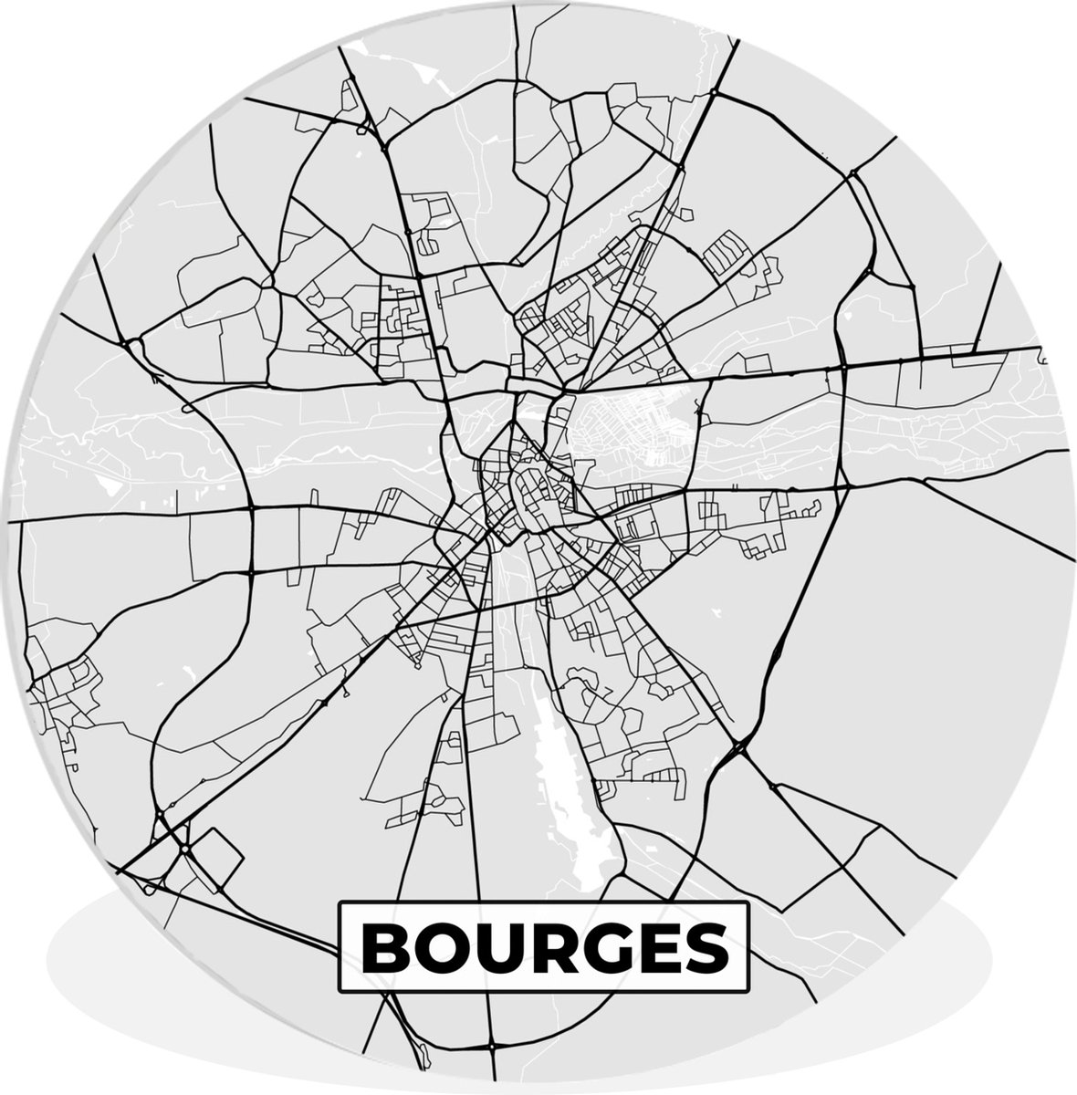 Wall Circle - Wall Circle Indoor - City Map - France - Map - Bourges ...