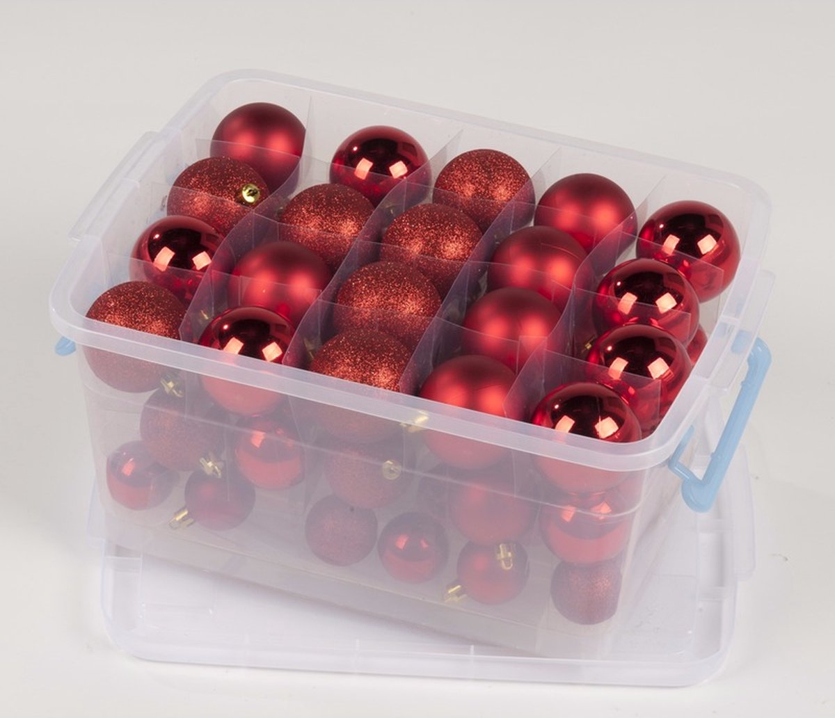 Bellatio decorations Kerstballen - 70x - rood - in opbergbox - mix | bol