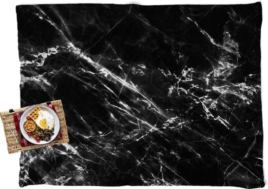 Picknickkleed - Buitenkleed - Zwart - Wit - Marmer - Luxe - Vloerkleed ...