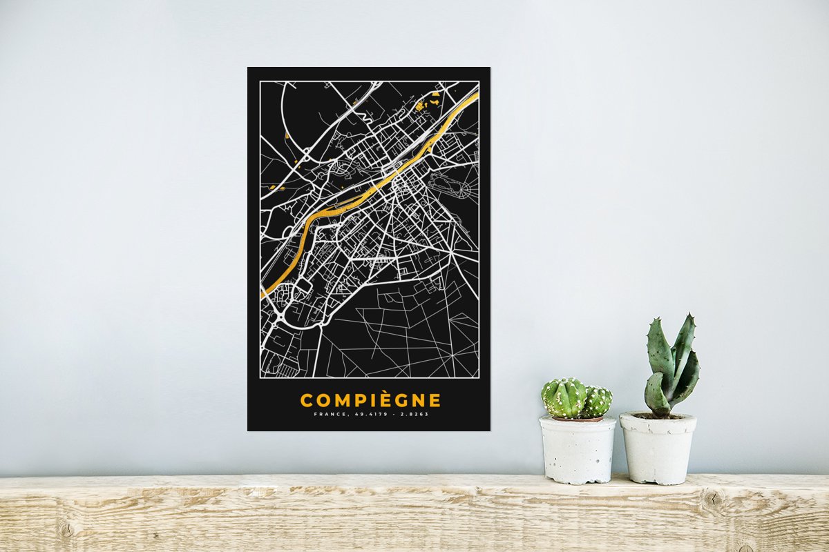 Poster Compiègne - Frankrijk – Kaart – Plattegrond – Stadskaart - 20x30 ...