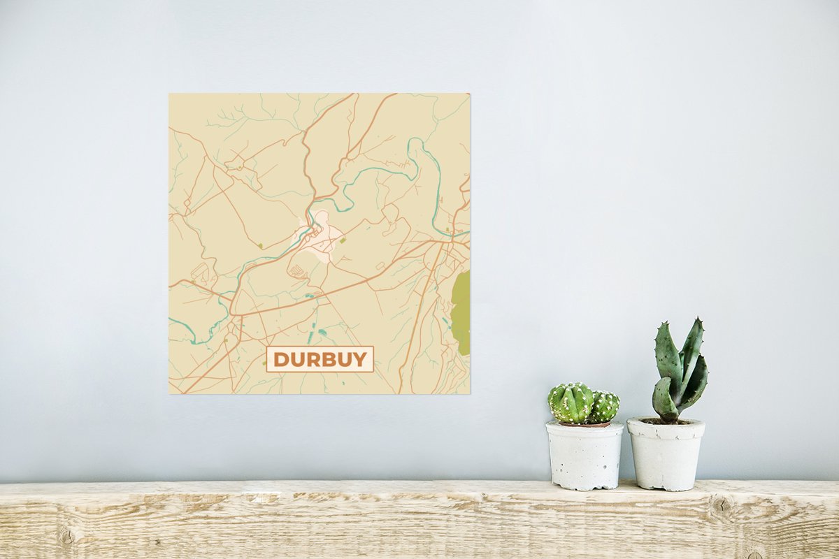 Affiche Vintage - Carte - Durbuy - Carte - Plan de la ville - 30x30 cm ...