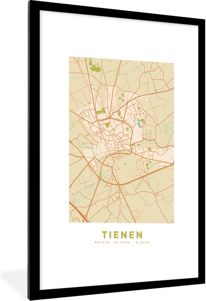 Fotolijst incl. Poster - Stadskaart - Tienen - Plattegrond - Kaart ...