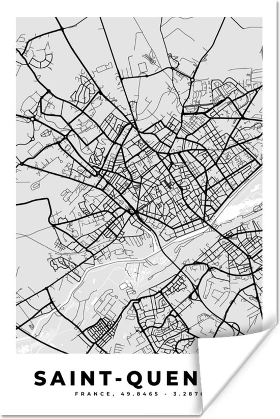 Poster Saint-Quentin - Plattegrond - Frankrijk - Kaart - Stadskaart ...