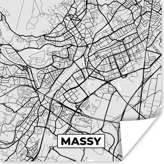 Poster Kaart - Stadskaart - Frankrijk - Massy - Plattegrond - 50x50 cm ...