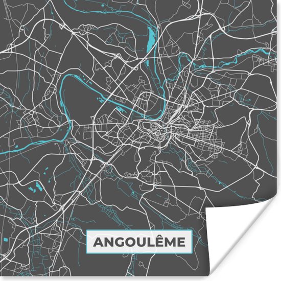 Poster Frankrijk - Stadskaart - Plattegrond - Kaart - Angoulême - 50x50 ...
