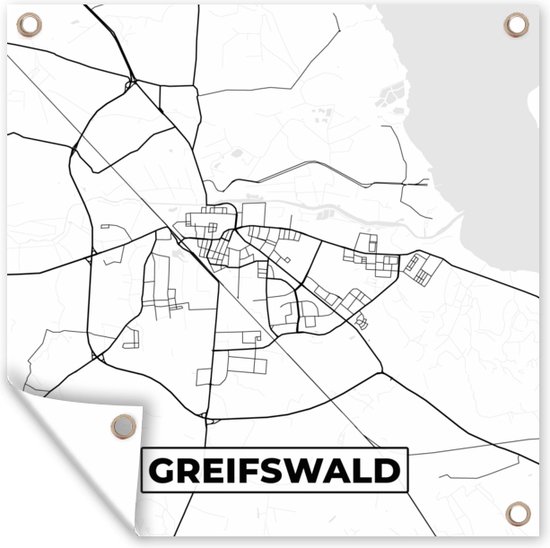 Tuinposters Plattegrond - Kaart - Greifswald - Stadskaart - 50x50 cm ...