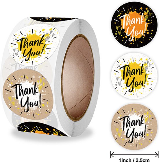 Thank you stickers - 500 stuks - 25 mm - Bedankt stickers - Small business packaging -... | bol.com