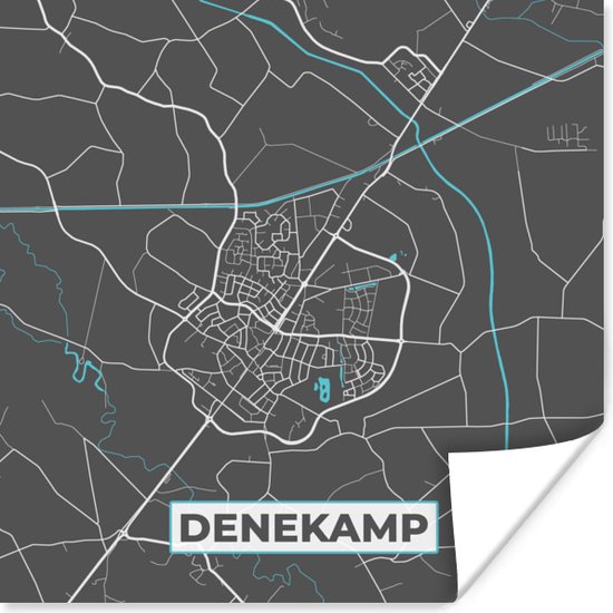 Poster Denekamp - Kaart - Plattegrond - Stadskaart - 30x30 cm | bol
