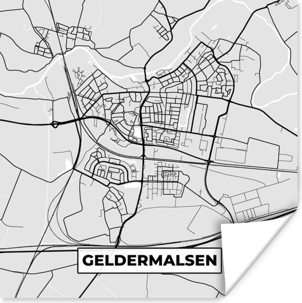 Poster Geldermalsen - Plattegrond - Stadskaart - Kaart - 50x50 cm | bol.com