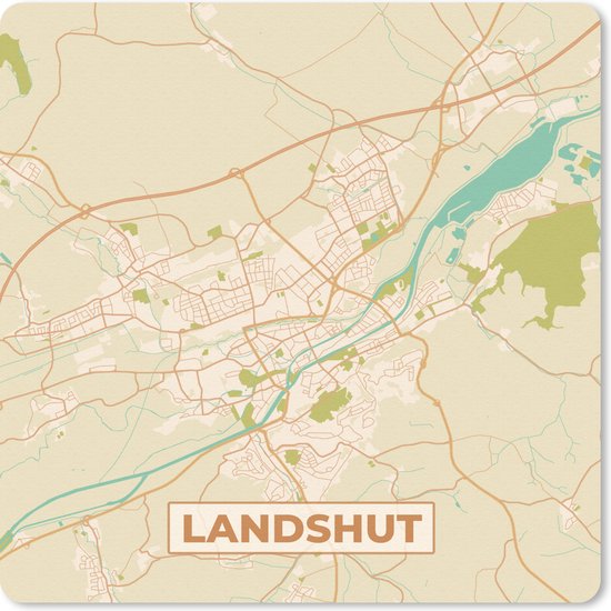 Muismat - Landshut - Plattegrond - Kaart - Stadskaart - Vintage - 20x20 ...