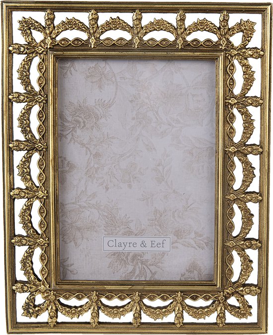 Clayre & Eef Fotolijst 13x18 cm Goudkleurig Kunststof Fotokader | bol