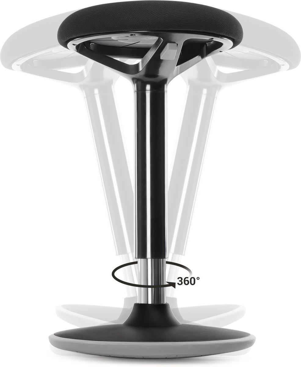 Werkkruk - Bureaukruk - 360° draaibare - 50-65 cm - Zwart | bol.com