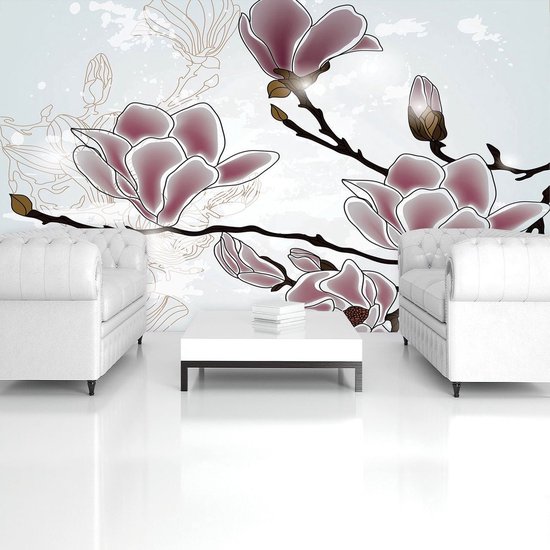 Fotobehang - Vlies Behang - Bloemen op een Tak - Kunst - 254 x 184 cm | bol