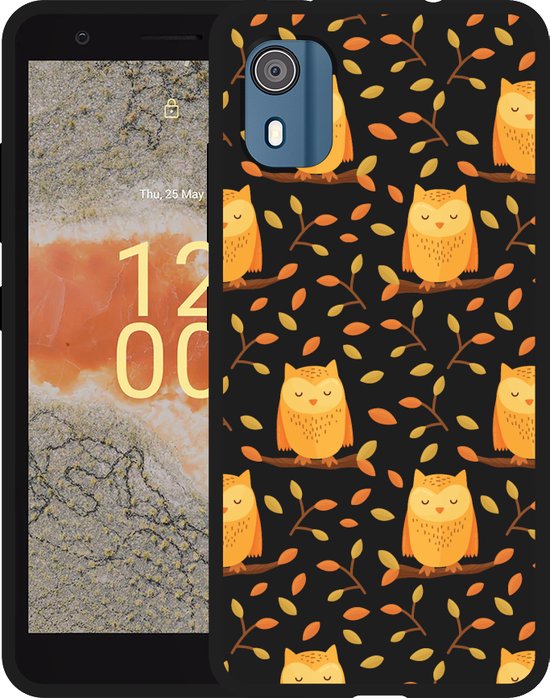 Cazy Hoesje Zwart geschikt voor Nokia C02 Cute Owls | bol