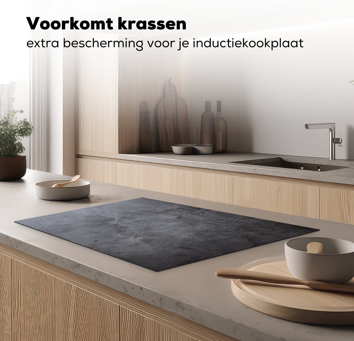 Inductie beschermer - Inductie plaat - Betonlook - Grijs - Structuur ...
