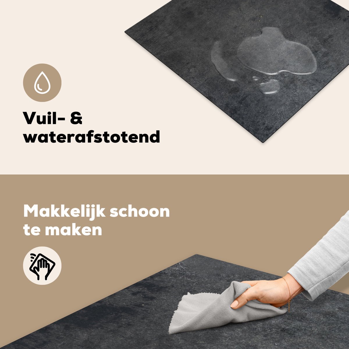 KitchenYeah - Inductie beschermer - Inductie mat - Betonlook - Zwart ...
