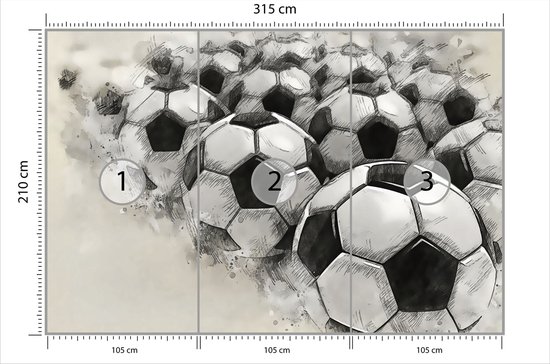 Fotobehang Voetballen Getekend Met Een Potlood | bol.com