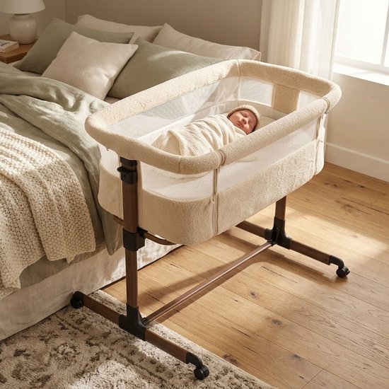 Deryan Snoozy Teddy Co Sleeper - Wieg voor Baby - Verstelbaar - Nougat ...