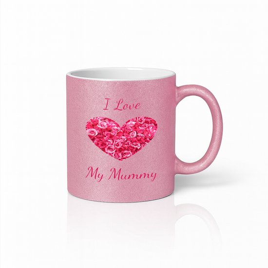 Volledig Roze Mok - I Love My Mummy - Moederdag Cadeau - Rozen Hart ...