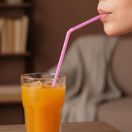OLOEY Flexibele plastic rietjes – Felgekleurde en stijlvolle flexibele ...