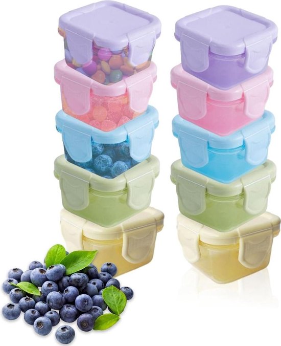10 herbruikbare bewaarbakjes met deksels - mini sausbakjes, yoghurt- en ...