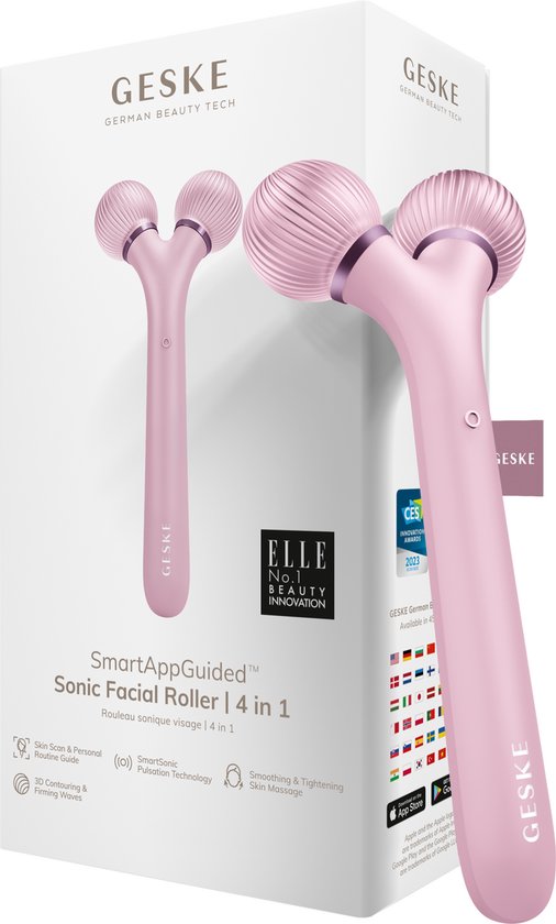 GESKE | SmartAppGuided™ Sonic Facial Roller | 4 in 1 | Dermaroller ...