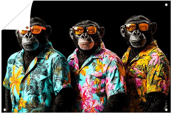 Stijlvolle apen met bloemenprint - Apen tuinprint - Tuinversiering bril ...