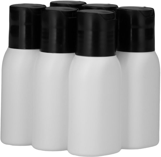 6 x 50 ml Basic Oval HDPE wit + Schroefdop wit - BPA Vrij - Niet ...