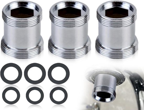 3 stuks kraanadapter buitendraad M22 naar M24 voor kraanbeluchter aansluiting met... | bol