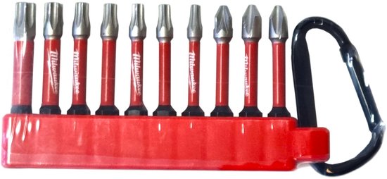 Milwaukee carabiner 10-delig SHOCKWAVE bits 50mm - 4932480941 bitset | bol