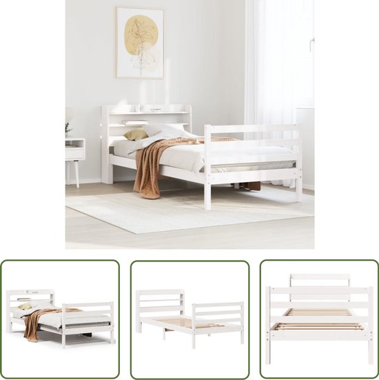 vidaXL Grenen Bed Frame - Massieve Houten Bed - Bedframe met hoofdeinde ...