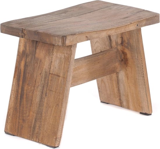 Rustieke Poef van Gerecycled Hout - 40x31x25 cm - Unieke Houten Kruk ...
