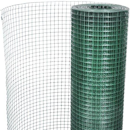 vidaXL Kippengaas 10x1 m gegalvaniseerd staal met PVC-coating groen ...