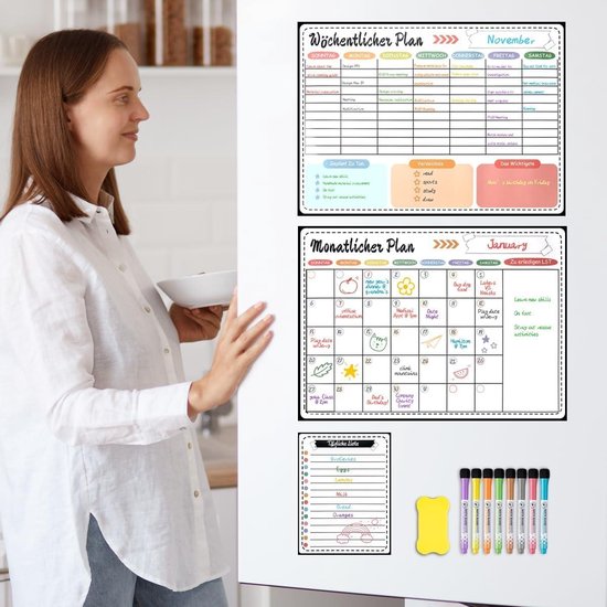 Whiteboard Weekplanner, Maandplanner en Menuplanner Set - 3 Stuks ...