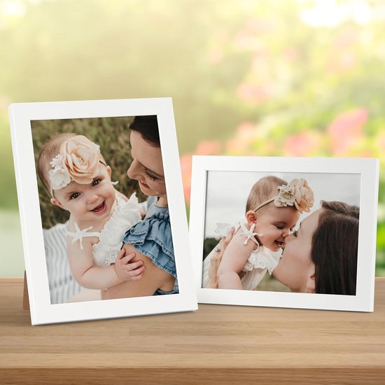 Witte fotolijsten set van 4 - Voor muur en tafel - 8x6 inch | bol