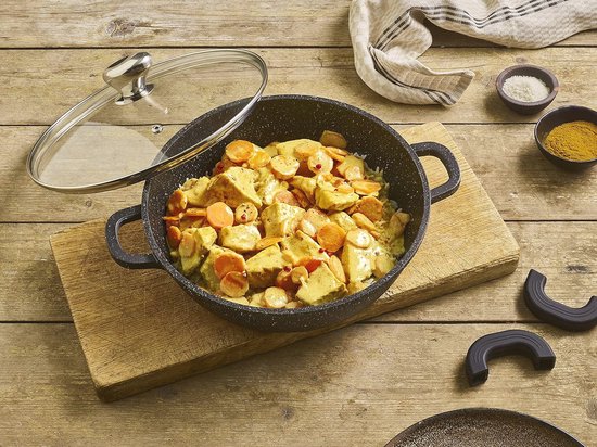 Slow Cooker 24 cm met glazen deksel en gegoten aluminium voor gezonde ...