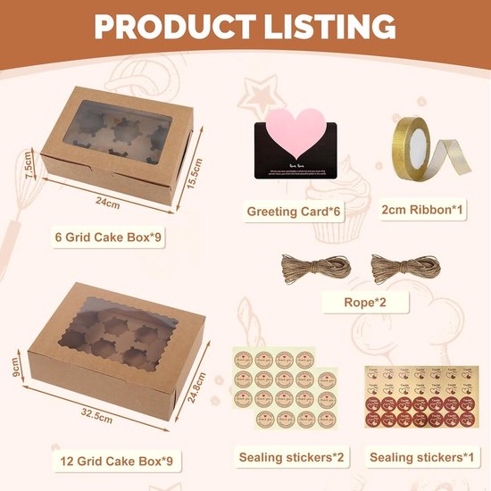 18 Pcs Cupcake Boxes with Clear Window - Dessert Box for Cookies ...