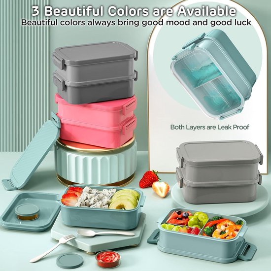 Lunchbox voor volwassenen 2130 ml groot volume bento box lekvrij broodtrommel BPA-vrij... | bol