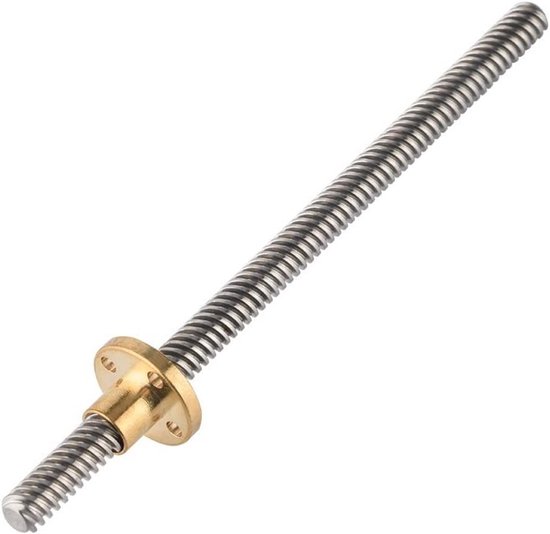 T8 Trapeziumvormige Spindel en Moer voor 3D-printer, 2 mm Schroefdraad ...